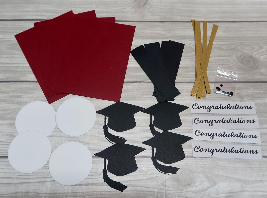 Maroon & Gold Graduation Card Making Kit: DIY Congratulations Cards - Etsy