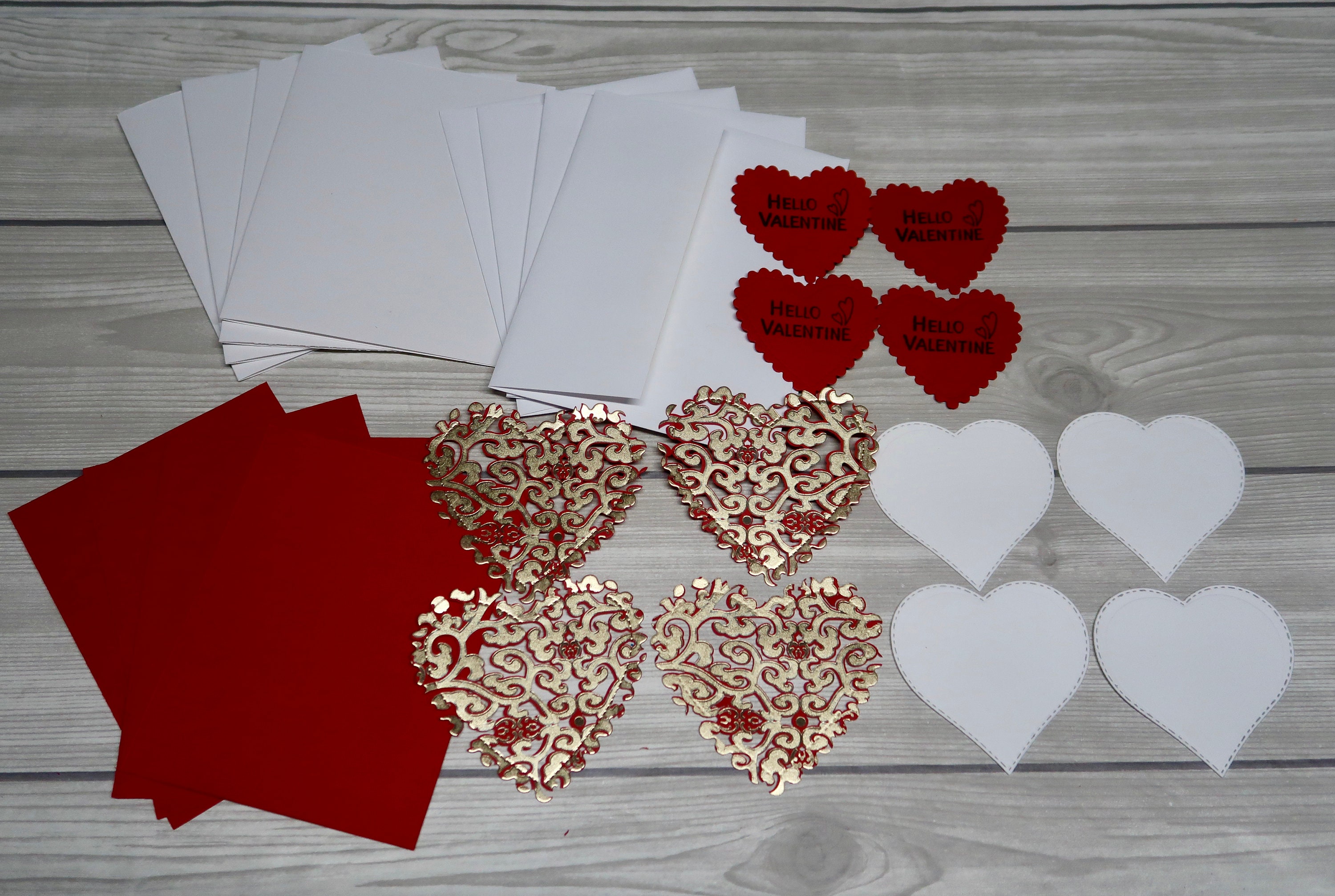 Lace Heart Valentine's Card Kit: DIY Gold & Red, Makes 4 - Etsy
