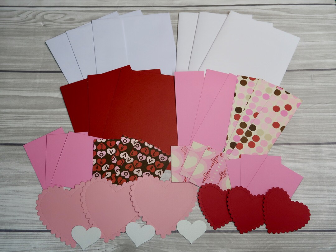 Patchwork Valentine's Day Card Kit, DIY Valentines Cards, Layered ...