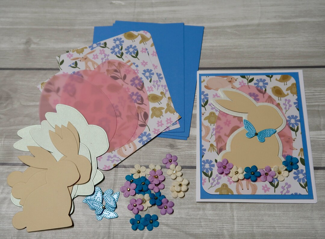 Easter Card Making Kit: Vellum Egg, Bunny & Floral DIY Cards - Etsy