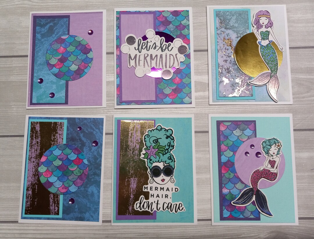 Mermaid Card Making Kit: DIY A2 Cards, Stickers & Embellishments - Etsy