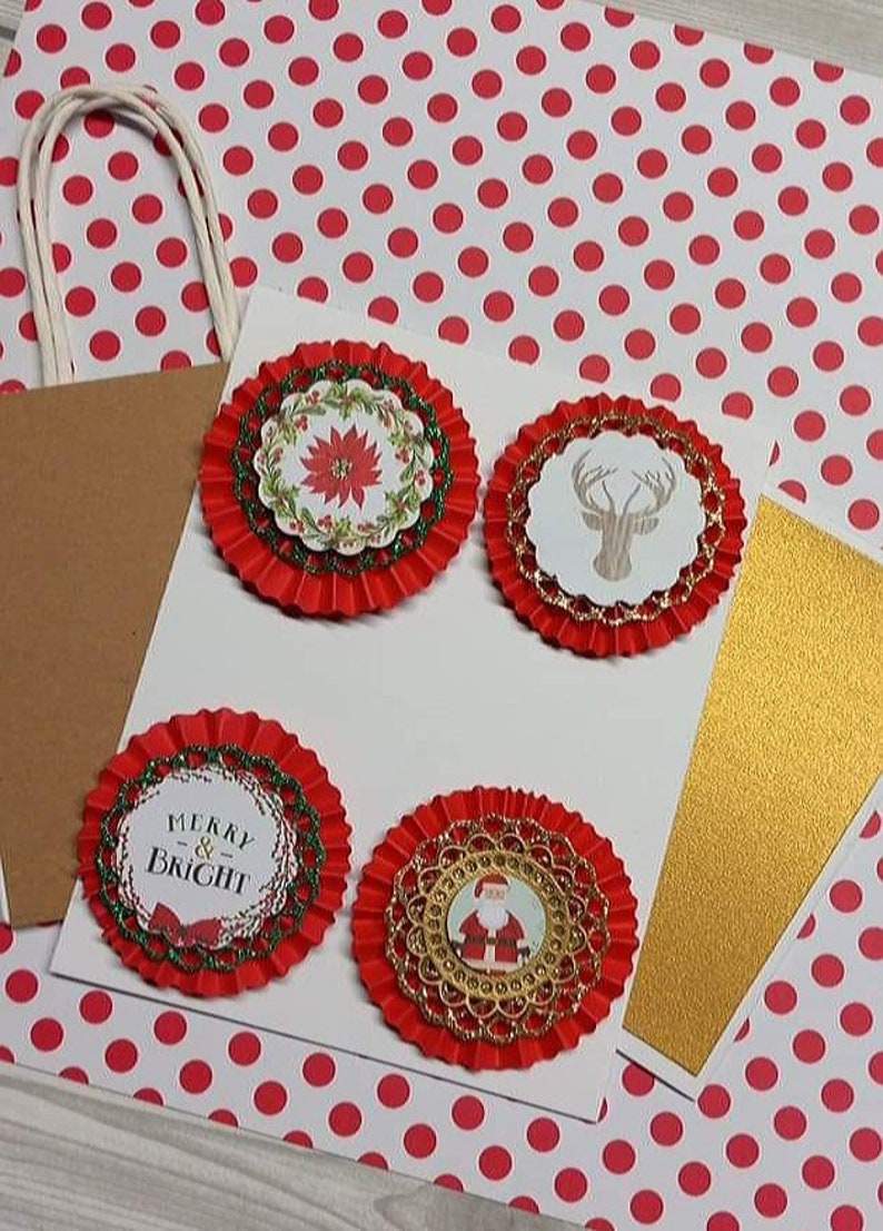 Red Christmas Rosettes, Winter Rosettes, Handmade Paper Rosettes, Cute ...