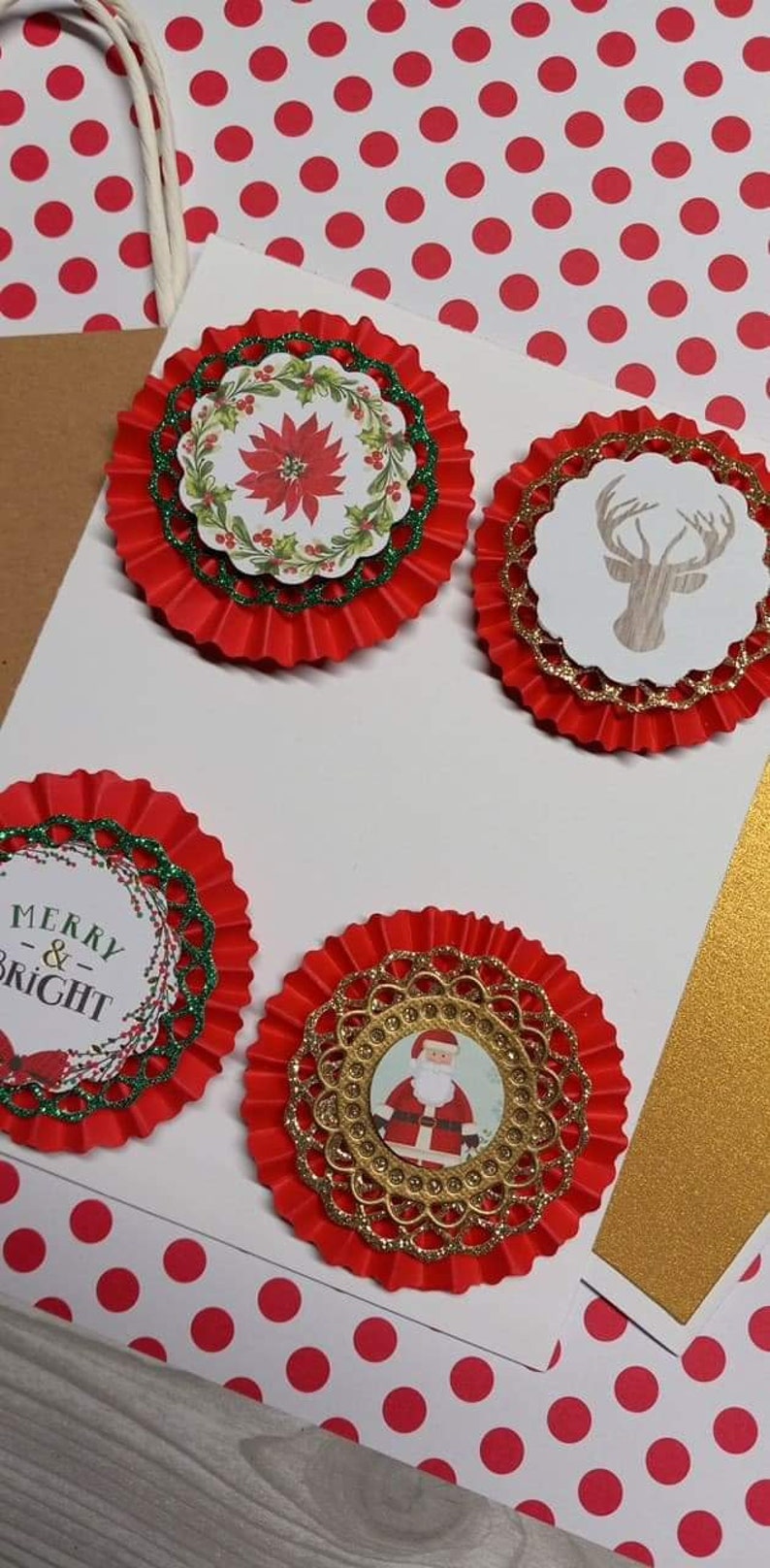 Red Christmas Rosettes, Winter Rosettes, Handmade Paper Rosettes, Cute ...