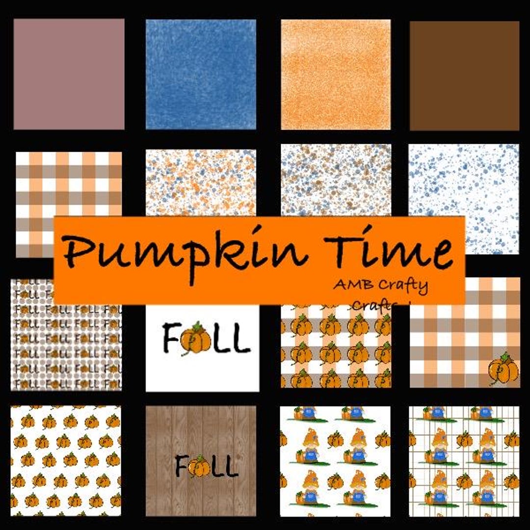 Pumpkin Time Digital Paper, Pumpkin Fall Themed Designer Paper, Pumpkin ...