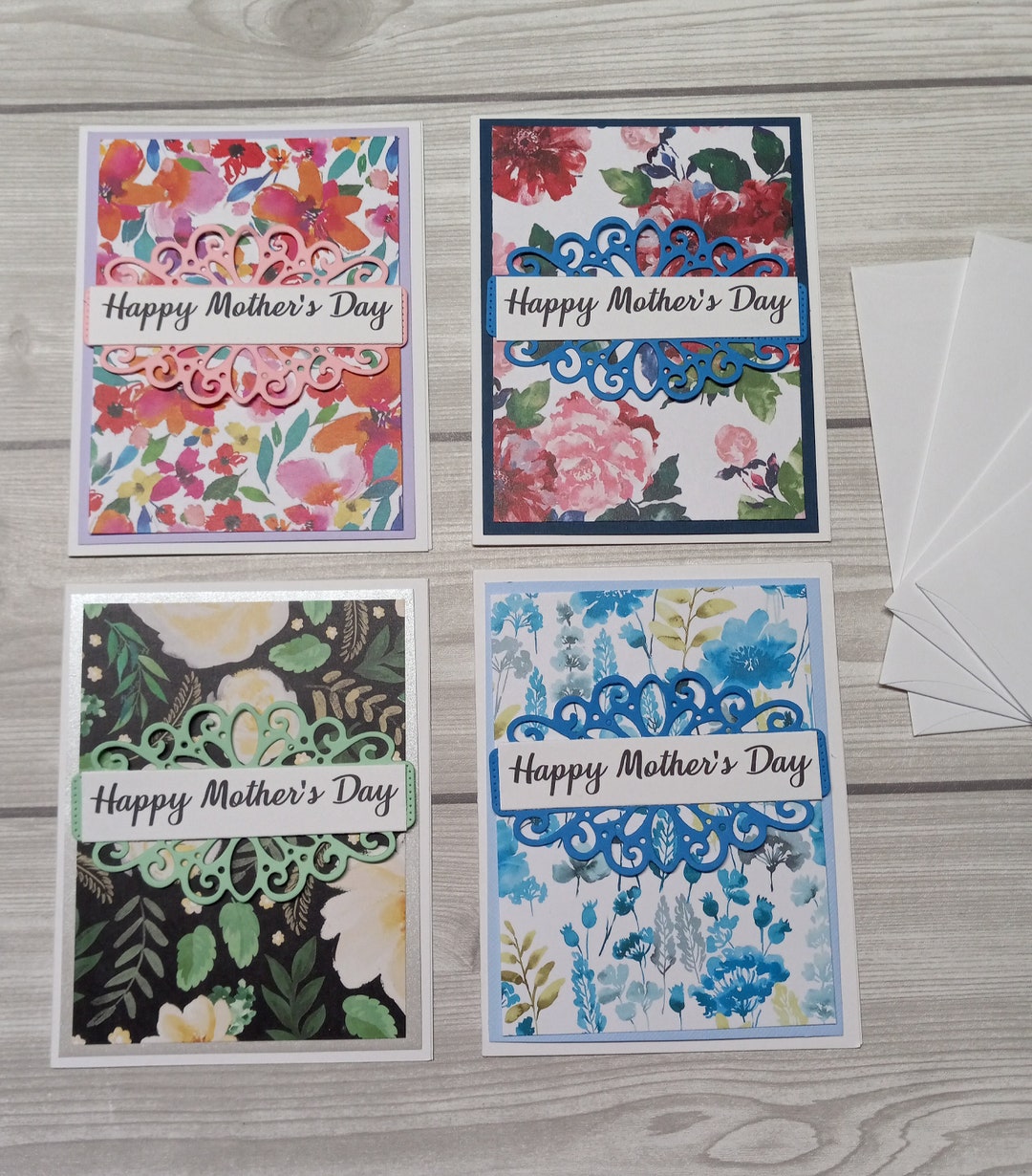 Floral Mother's Day Card Kit: Handmade Cards, Easy Assemble (4ct) - Etsy