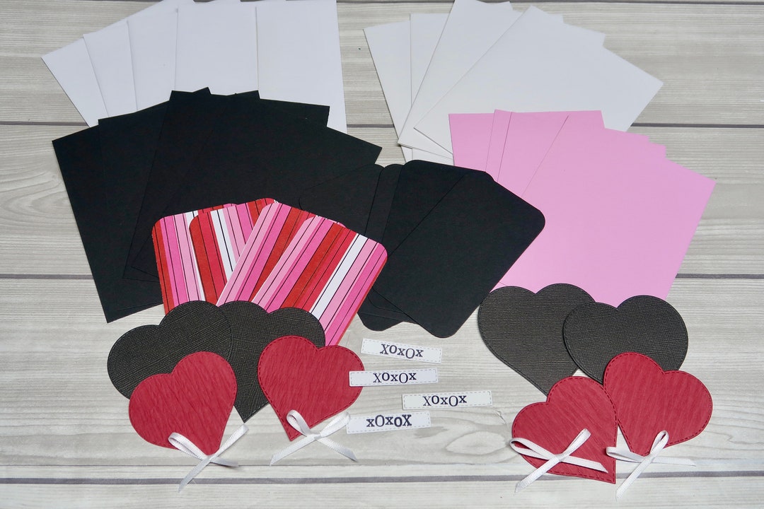 Textured Heart Red Valentine's Day Card Kit, DIY Card Making, Precut ...