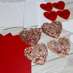 Lace Heart Valentine's Card Kit: DIY Gold & Red, Makes 4 - Etsy