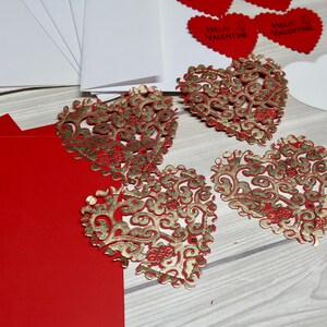 Lace Heart Valentine's Card Kit: DIY Gold & Red, Makes 4 - Etsy