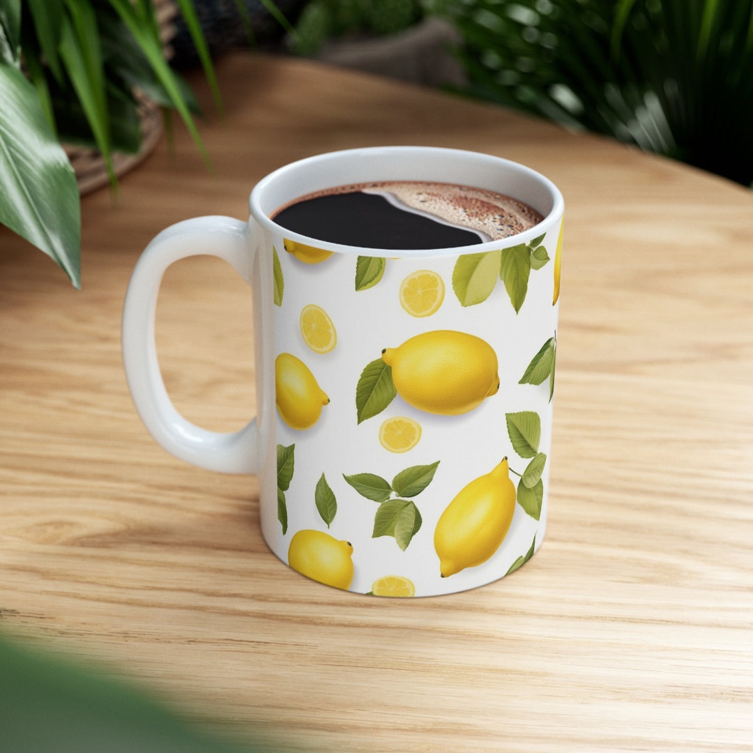 Winter Ceramic Mug Lemon Mug Gift Gift for Her Gift for Him Lemon Fruit ...