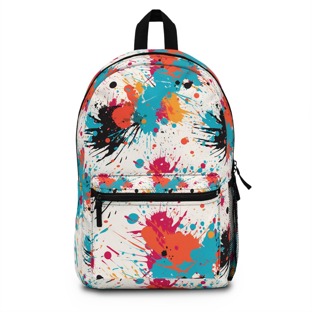 Paint Splash Backpack: Colorful Polyester Travel Bag - Etsy
