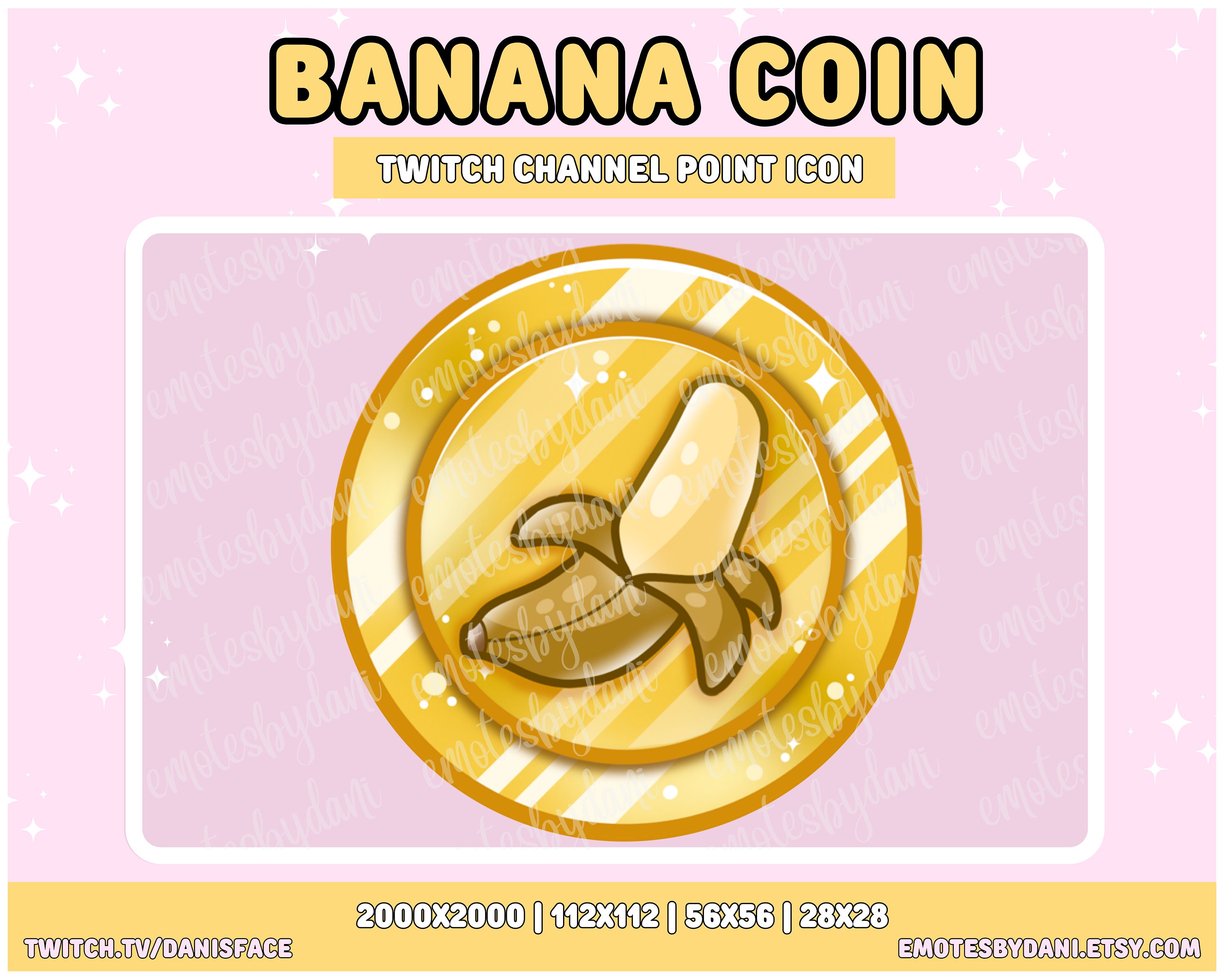 Banana Channel Point Icon | Twitch Channel Point Coin | Fruit Emote - Etsy