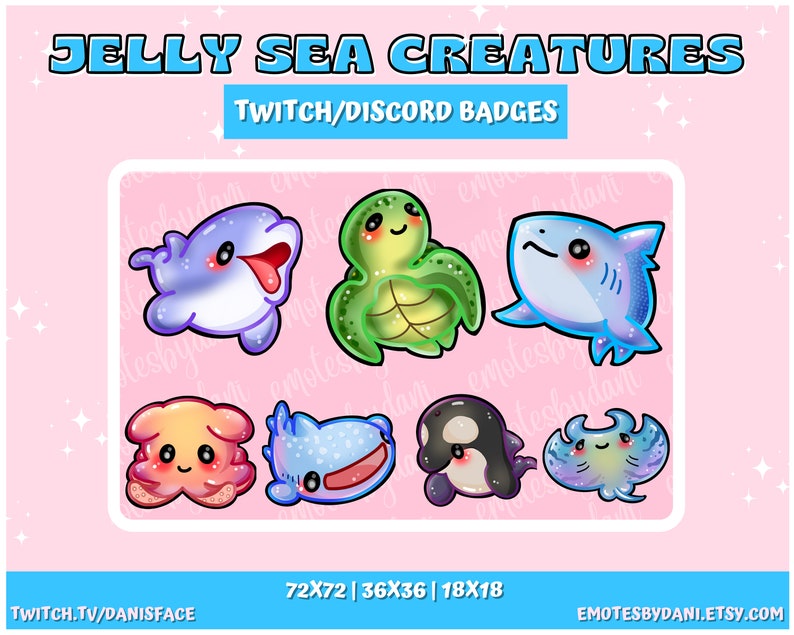 Jelly Sea Creatures Twitch & Discord Badges - Etsy