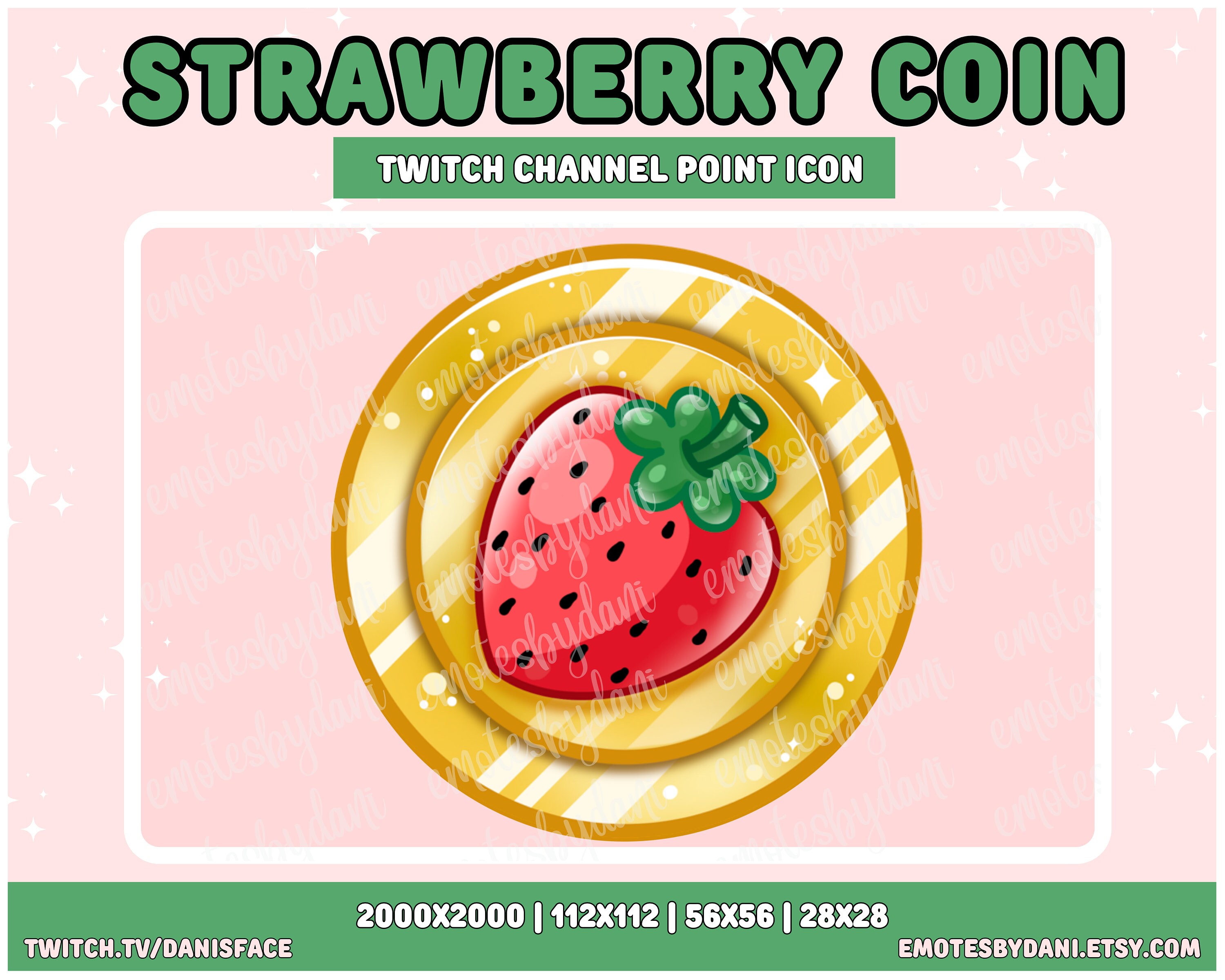 Strawberry Channel Point Icon Twitch Channel Point Coin Fruit Emote - Etsy