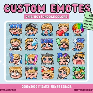 20 PACK | CUSTOM EMOTES | Chibi Boy Emotes | Twitch Emotes | Customize ...
