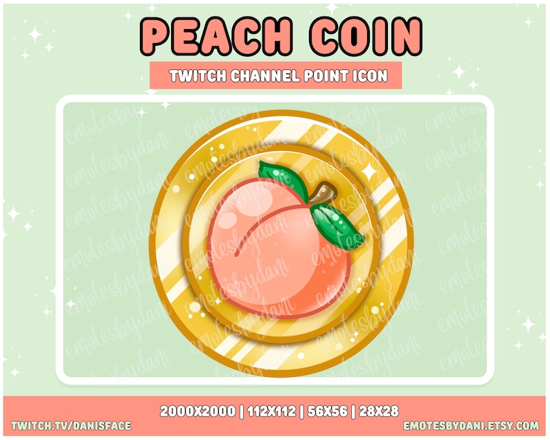 Peach Channel Point Icon | Twitch Channel Point Coin | Fruit Emote - Etsy