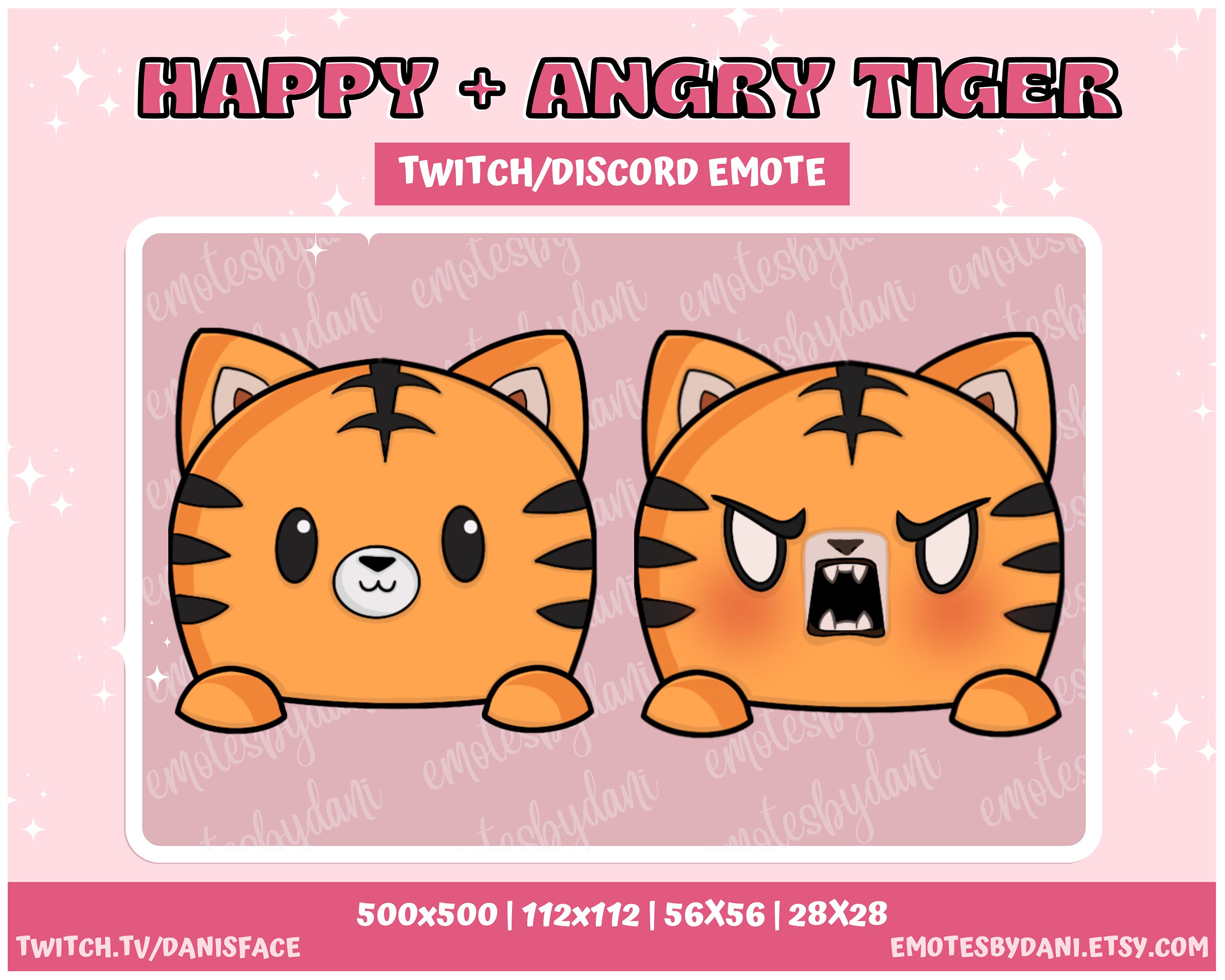 Happy & Angry Tiger Emotes | Twitch or Discord Emotes - Etsy