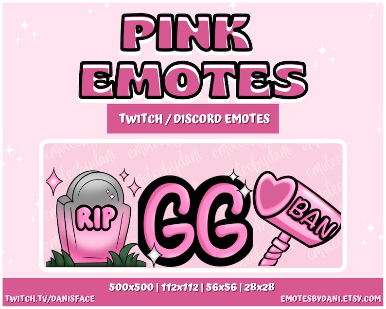 Pink Girly Twitch Emotes | Twitch & Discord Emotes - Etsy