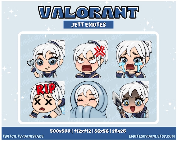 Jett Emotes Valorant Emotes Twitch and Discord Emotes | Etsy