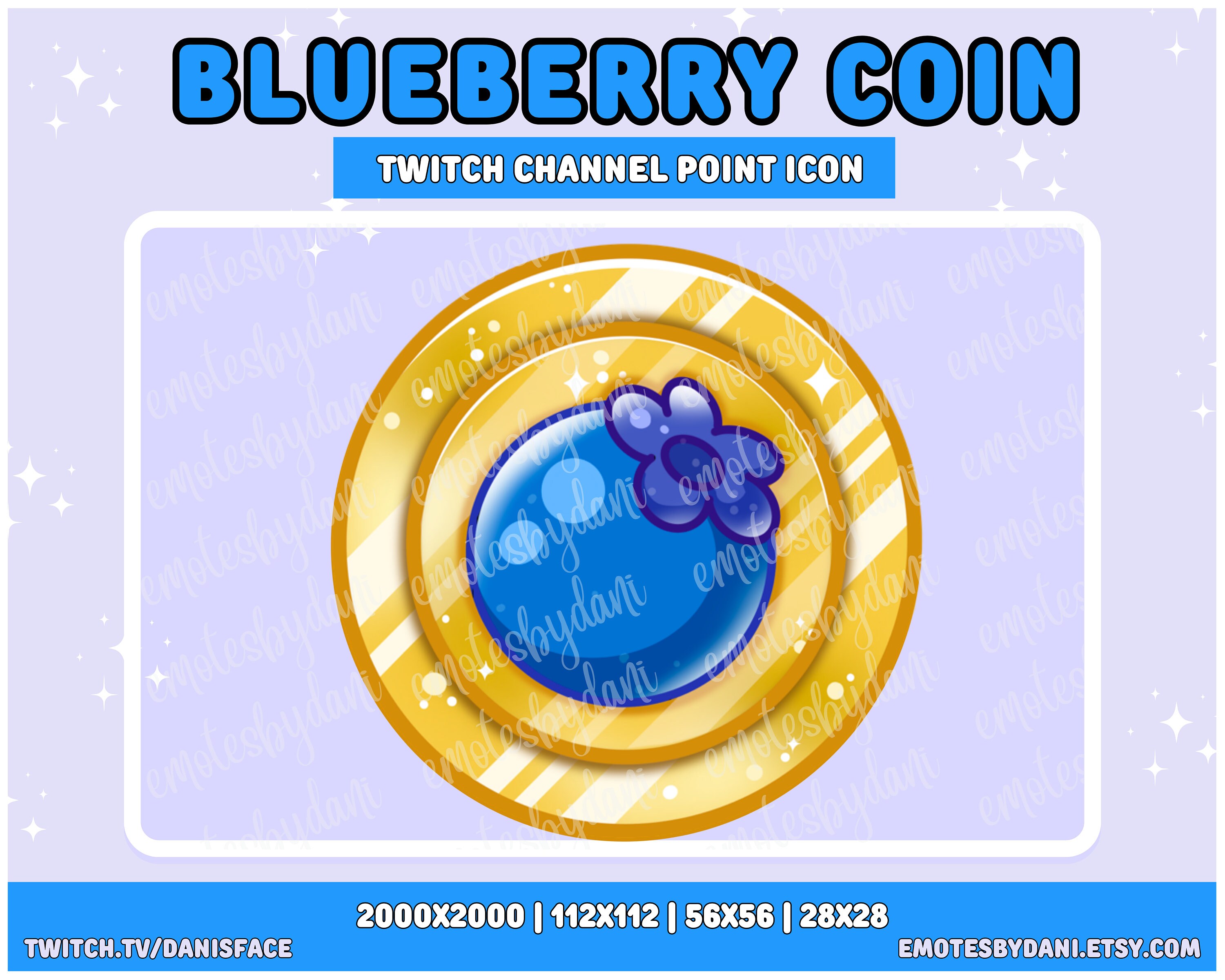 Blueberry Channel Point Icon Twitch Channel Point Coin Fruit Emote - Etsy