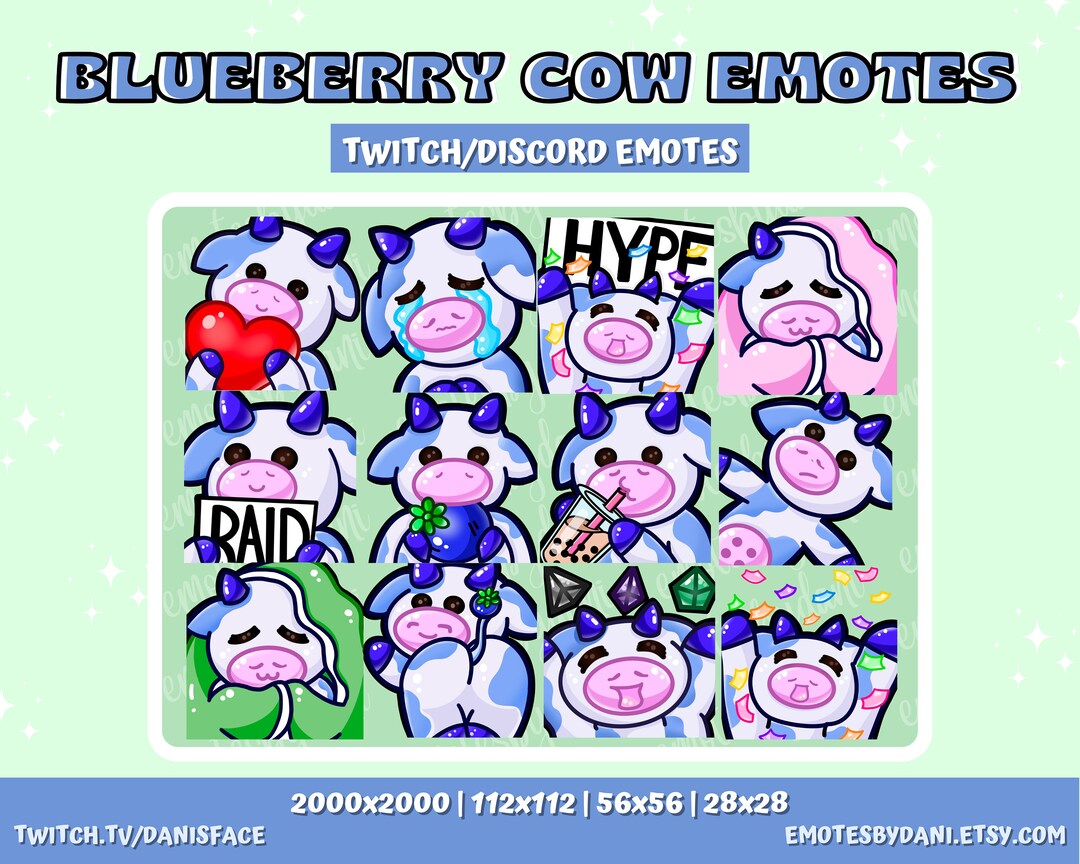 12 PACK of Emotes | Blueberry Cow Emotes - Etsy