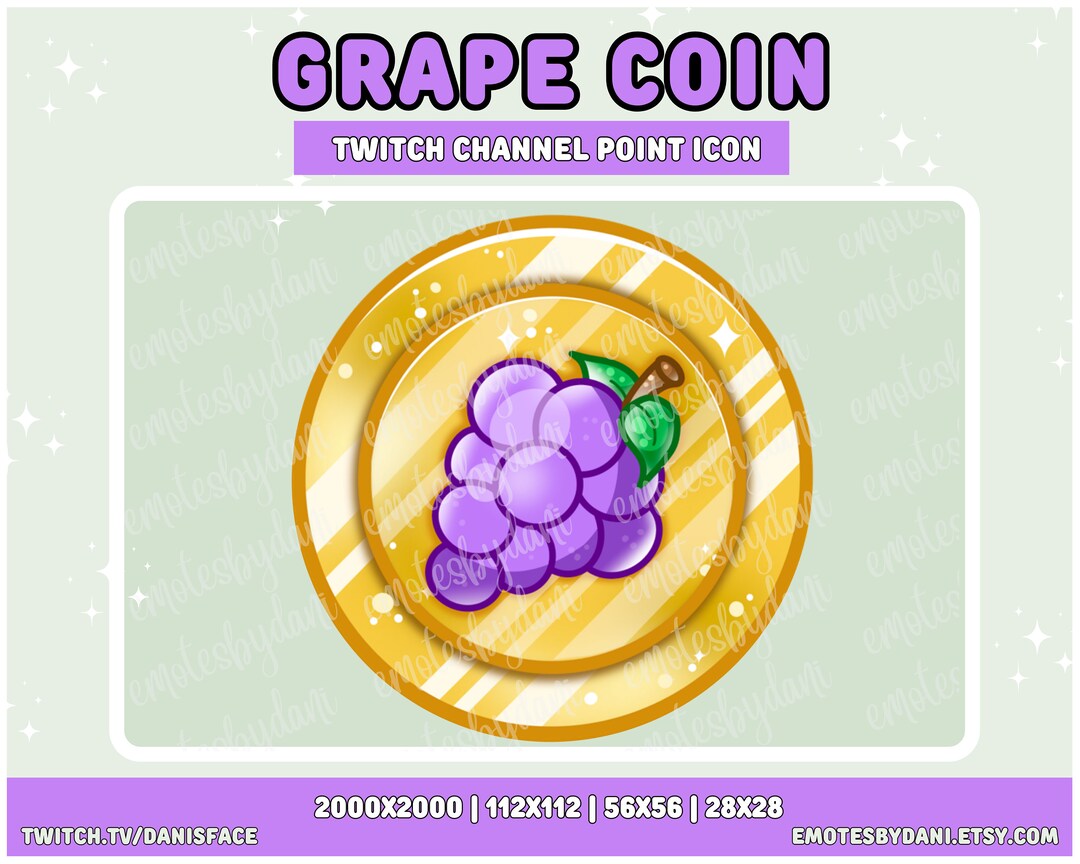 Grape Channel Point Icon | Twitch Channel Point Coin | Fruit Emote - Etsy