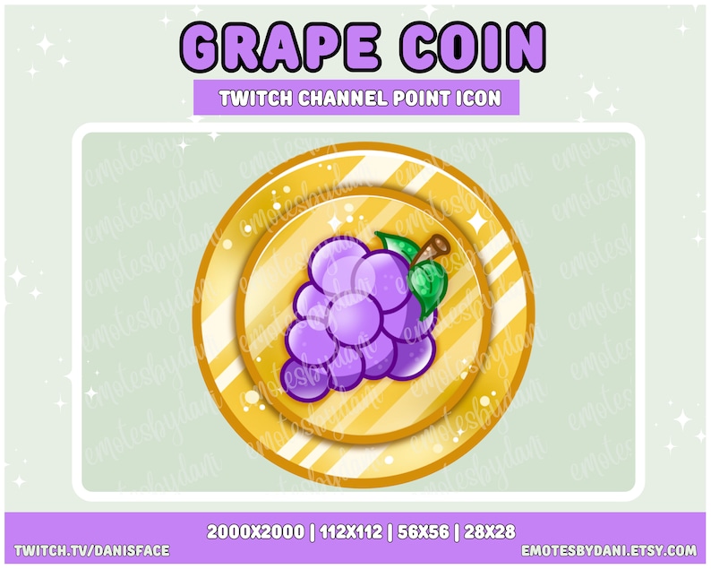 Grape Channel Point Icon | Twitch Channel Point Coin | Fruit Emote - Etsy