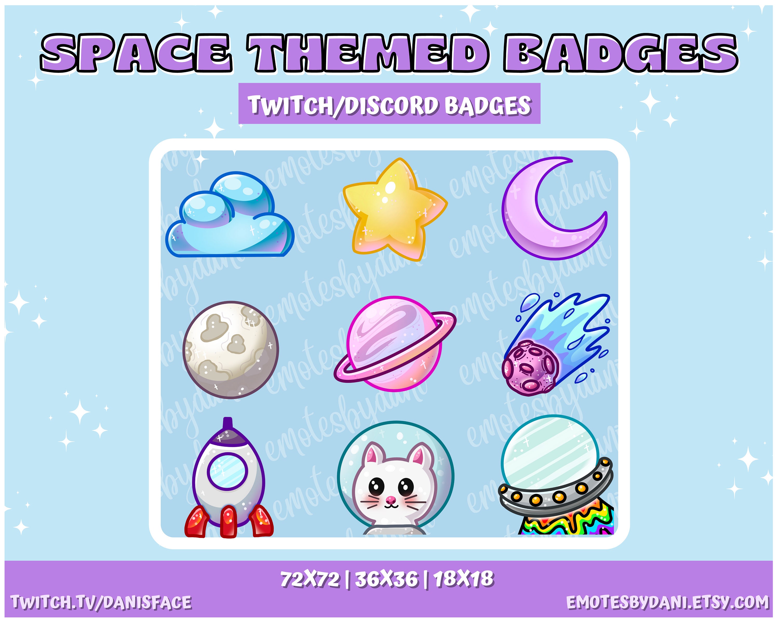 Space Themed Badges Twitch/discord Badges - Etsy
