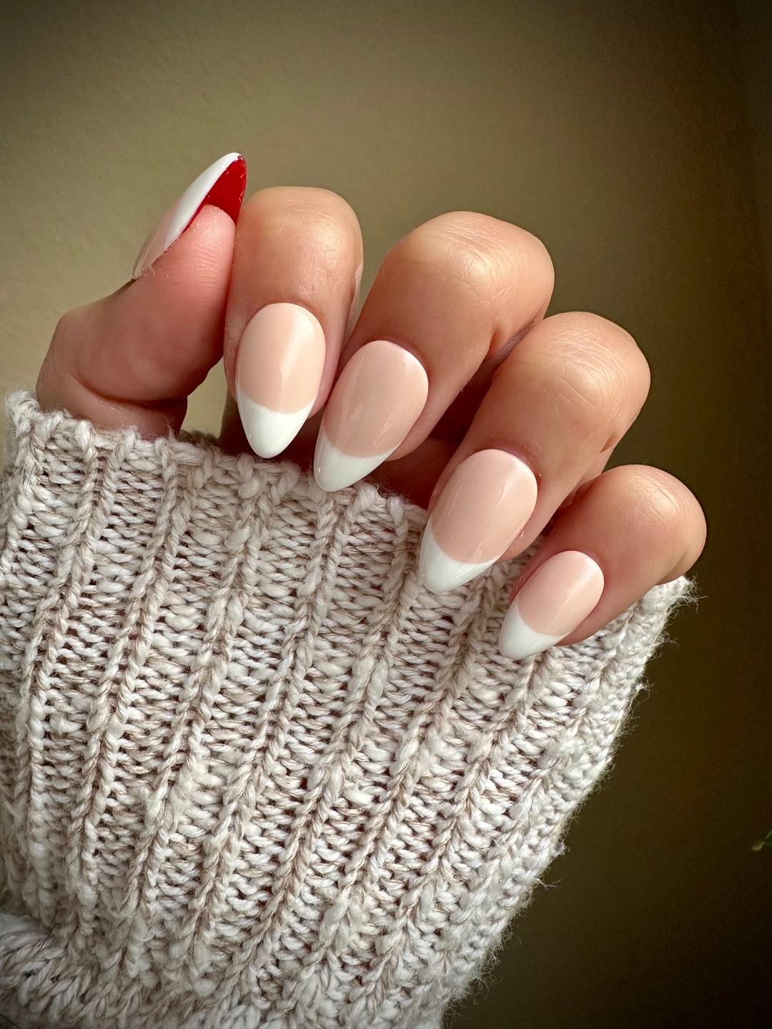 Red Bottom Nails, French Tips Twisted Nail, Press on Nails, White Tip ...