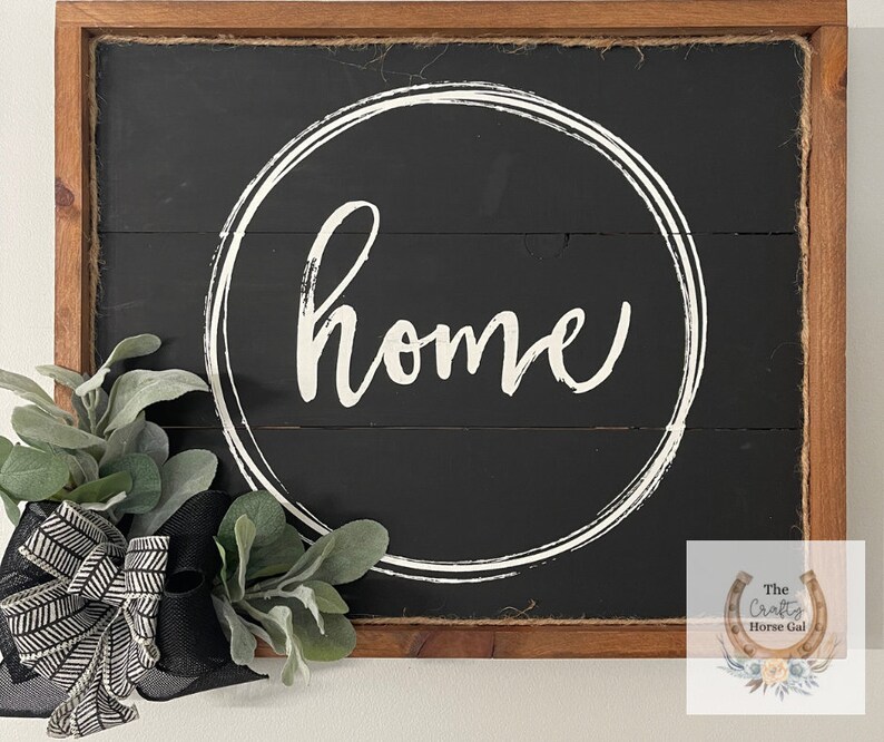 Wooden Home Sign With Greenery and Bow - Etsy