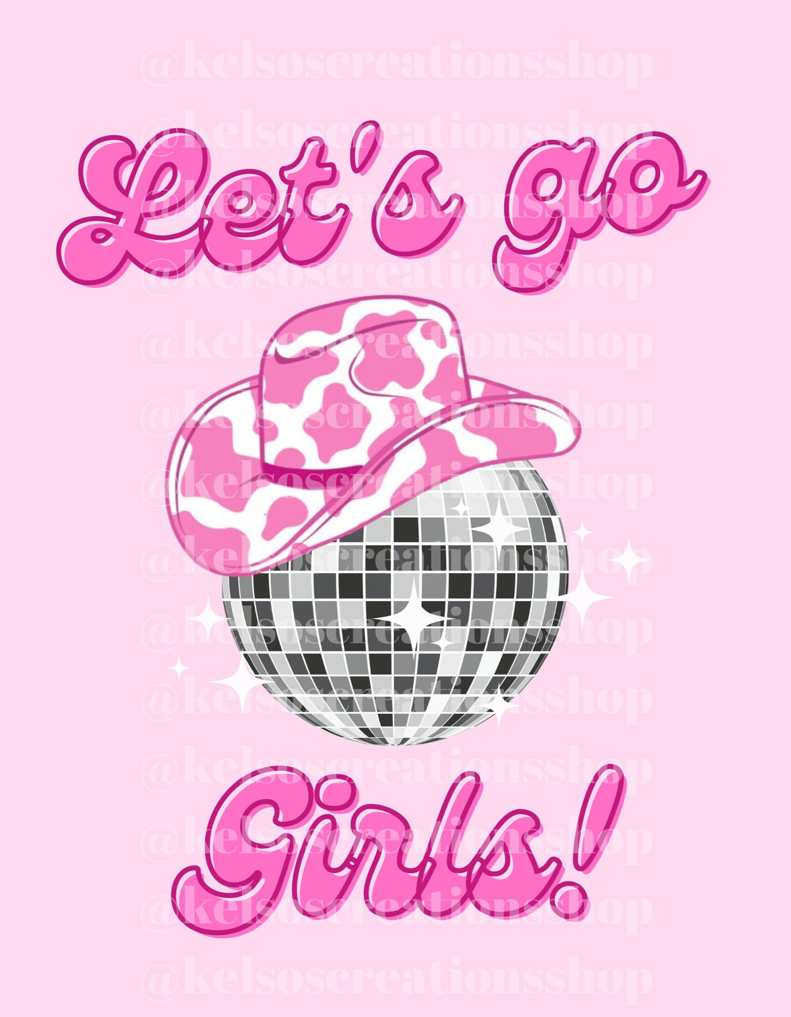 Bachelorette Party Bride Disco Cowgirl Nashville Let's Go Girls Pink Cow Print - Etsy