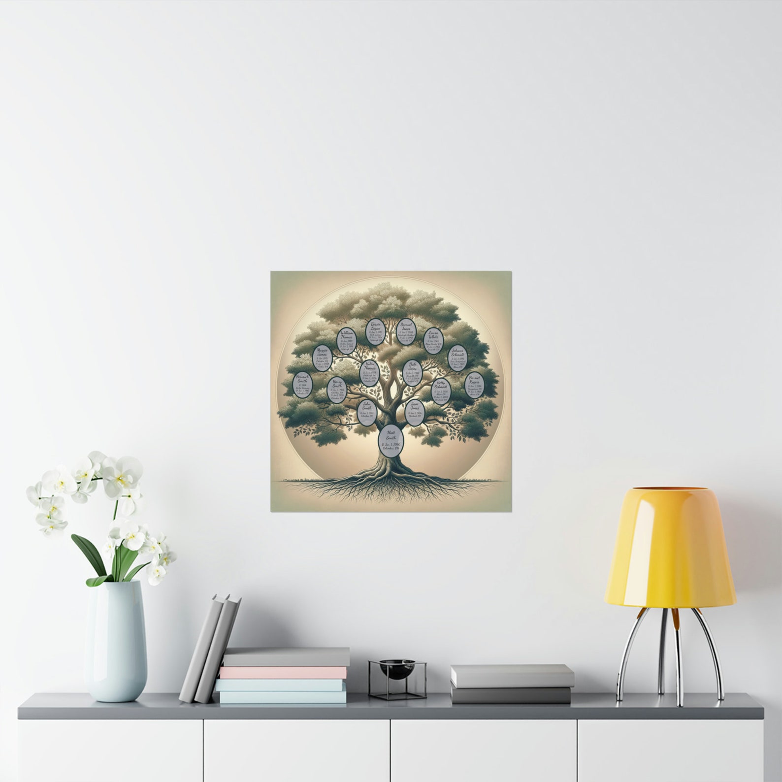 Custom Family Tree Wall Hanging 4 Generations Personalized Ancestry ...