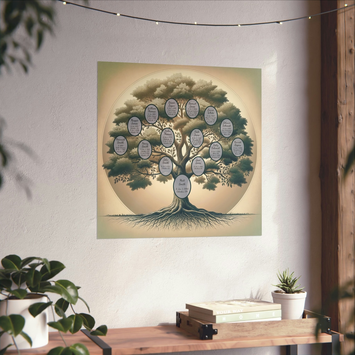 Custom Family Tree Wall Hanging 4 Generations Personalized Ancestry ...