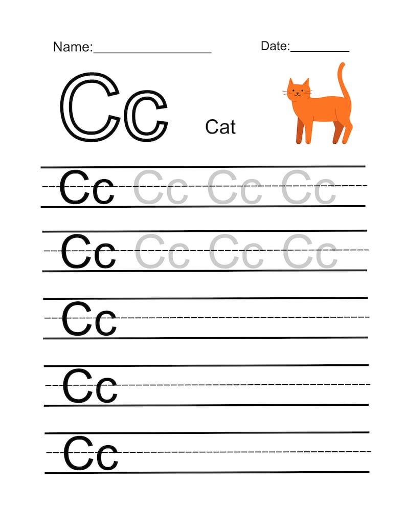 26 Printable Alphabet Letter Tracing Worksheets, Instant Download PDF ...