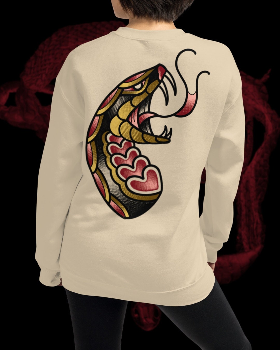 American Traditional Tattoo Dagger Snake Crewneck - Etsy
