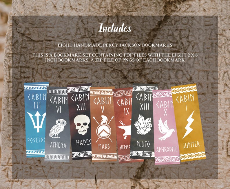 Percy Jackson Bookmarks: Greek Mythology Art (digital Download) - Etsy