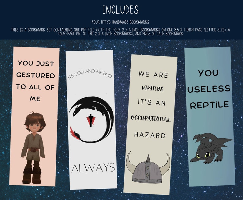 How to Train Your Dragon Bookmarks | HTTYD Quote Bookmark | Cute HTTYD ...