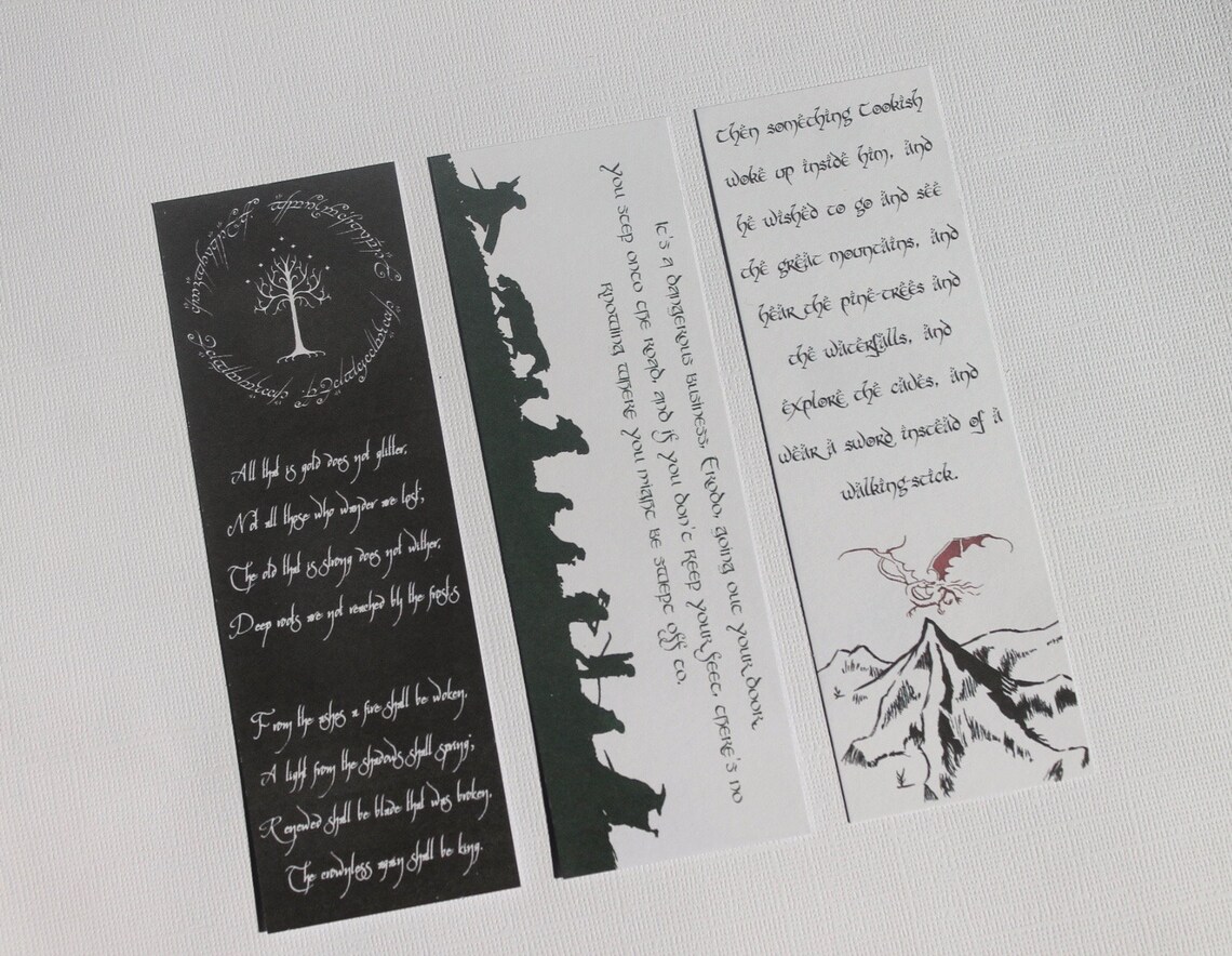 Lord of the Rings and the Hobbit Bookmarks J.R.R. Tolkien - Etsy