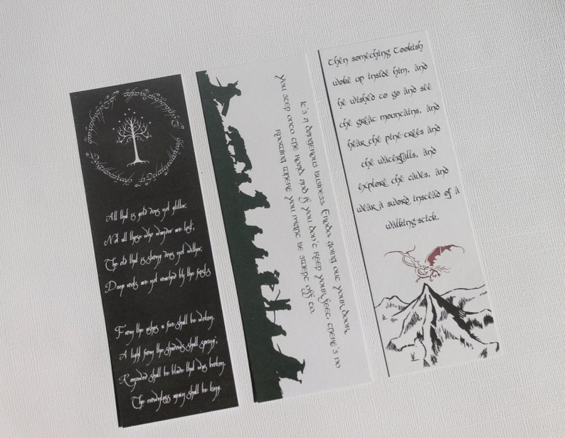 Lord of the Rings and the Hobbit Bookmarks J.R.R. Tolkien - Etsy