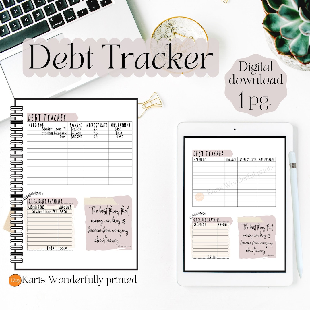 Debt Tracker Printable | A4, A5, Classic Happy Planner | Budget Planner ...