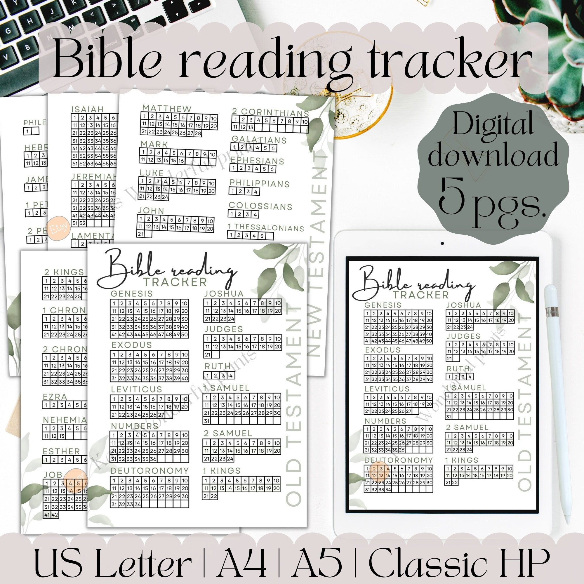 Bible Reading Tracker Printable A4, A5, Classic Happy Planner Study ...