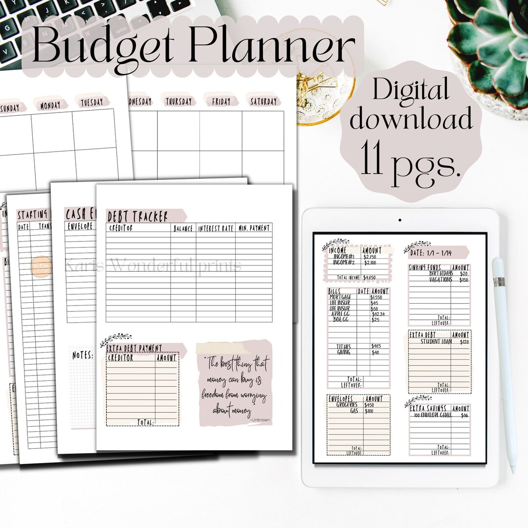 Budget Planner Printable | A4, A5, Classic Happy Planner, Debt Tracker ...