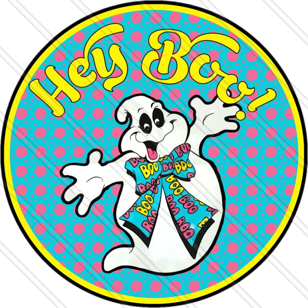 Hey Boo Sign Halloween Welcome Boo Ghost Colorful Halloween Blue Pink ...