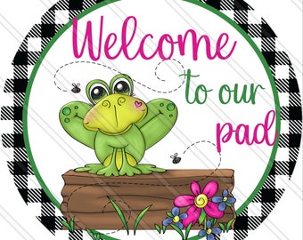 Spring Frog Sign Hop on in Round Spring Toad Sign for Wreaths Welcome ...
