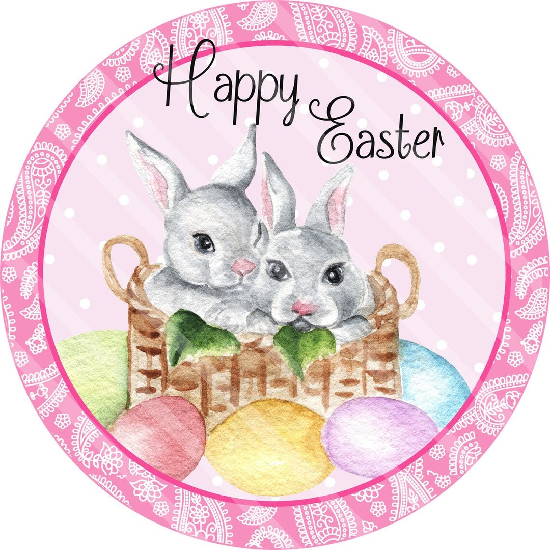 Happy Easter Sign - Easter Bunny Sign - Easter Basket Sign - Easter ...