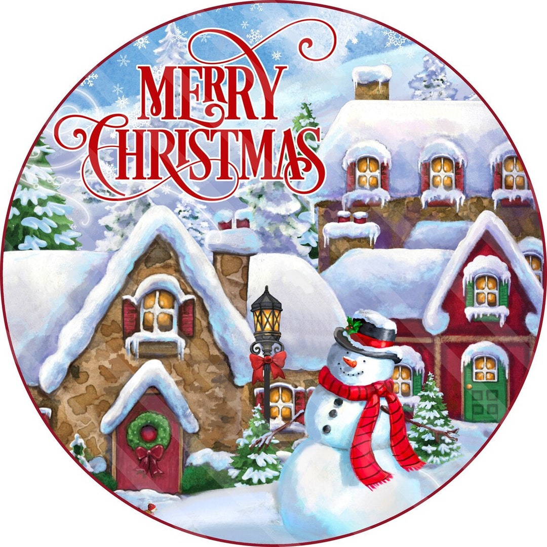 Merry Christmas Sign - Christmas Village Sign - Christmas Snowman ...