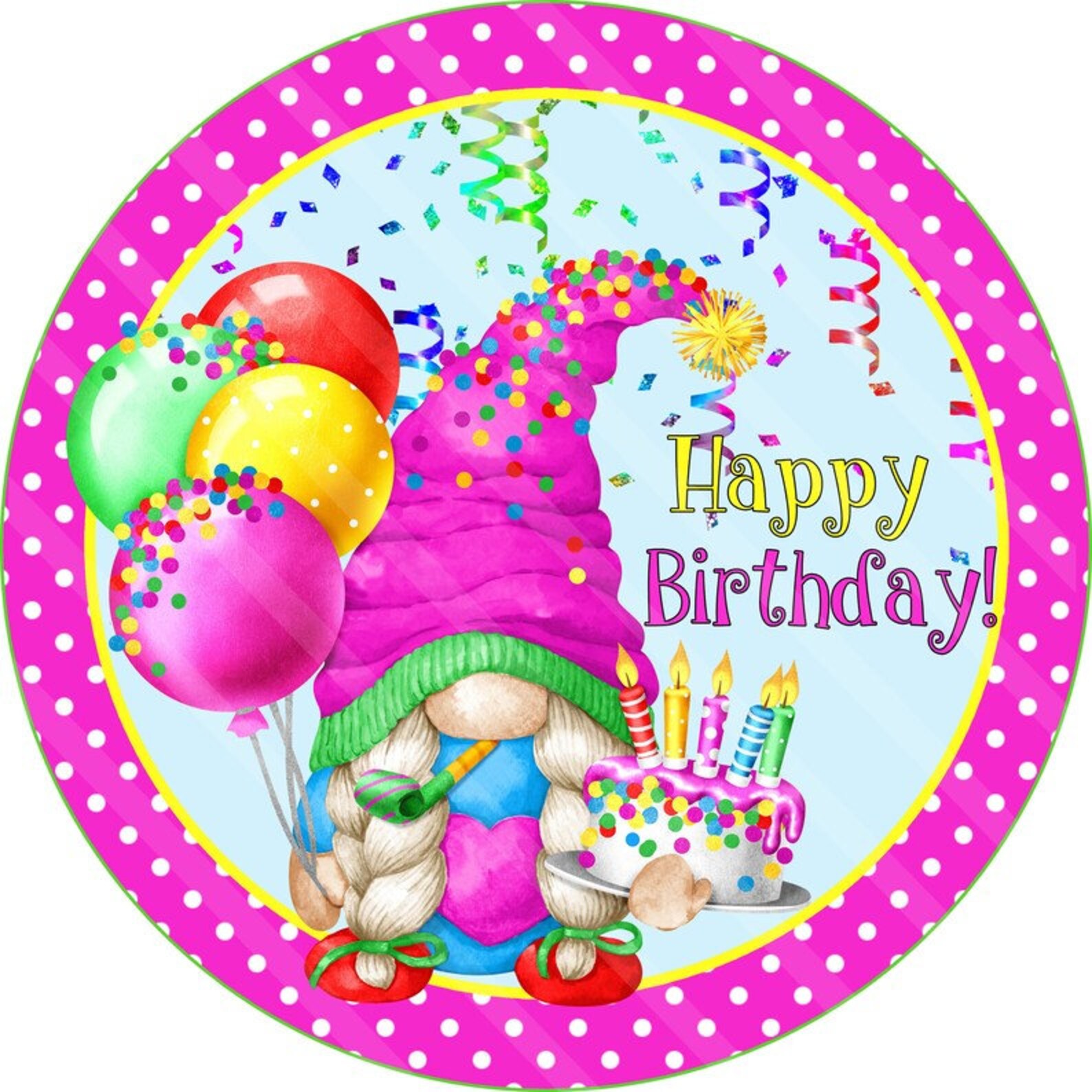 Happy Birthday Sign Happy Birthday Gnome Girl Gnome Cake - Etsy