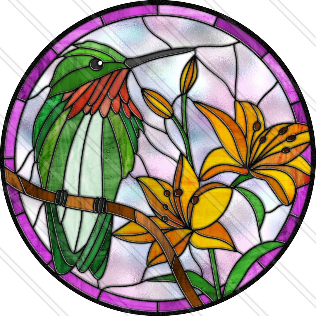 Hummingbird Sign Stained Glass Hummingbird Sign Stained Glass Sign ...