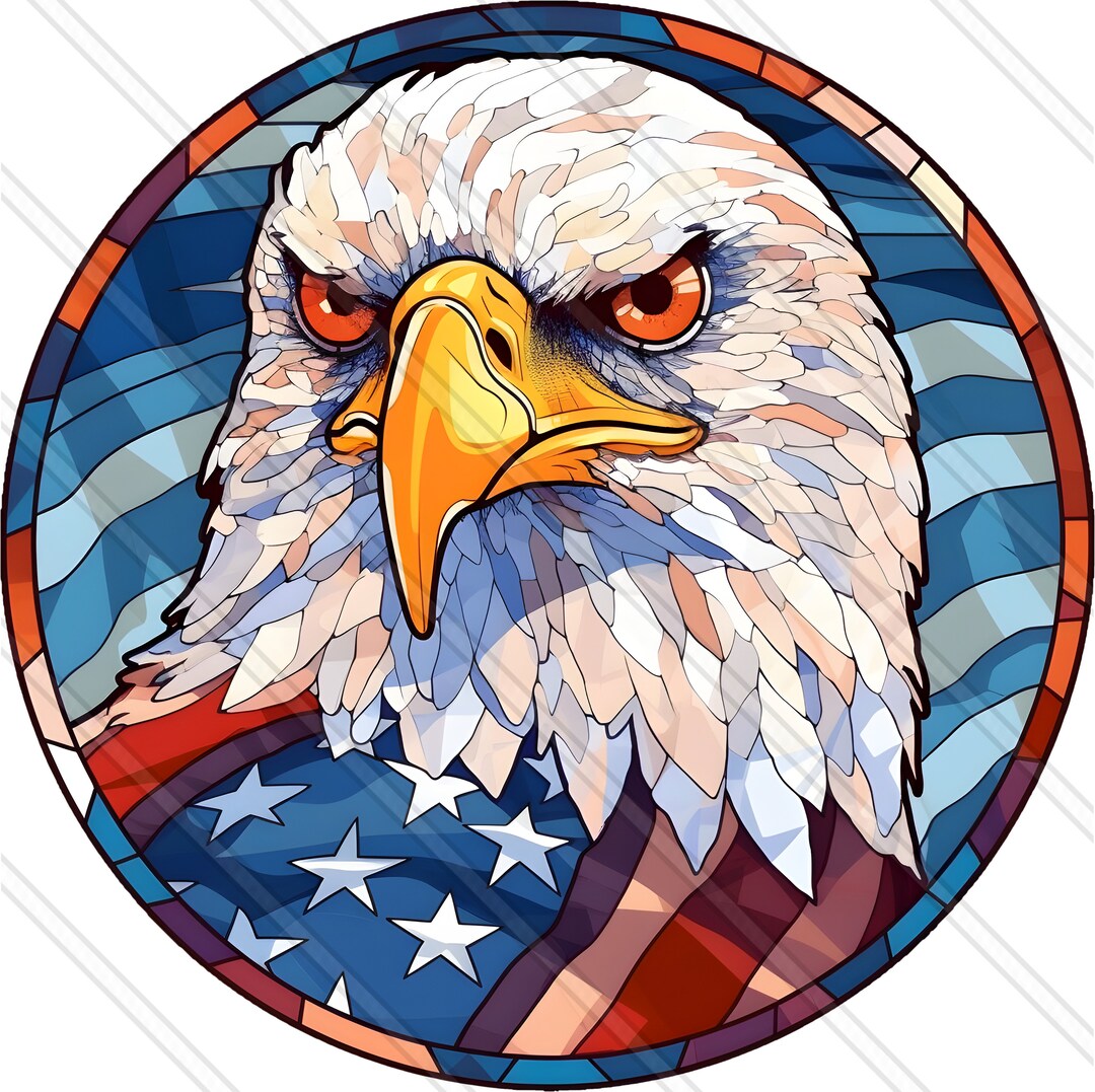 USA Eagle Sign Patriotic Sign USA Sign Faux Stained Glass Sign American ...