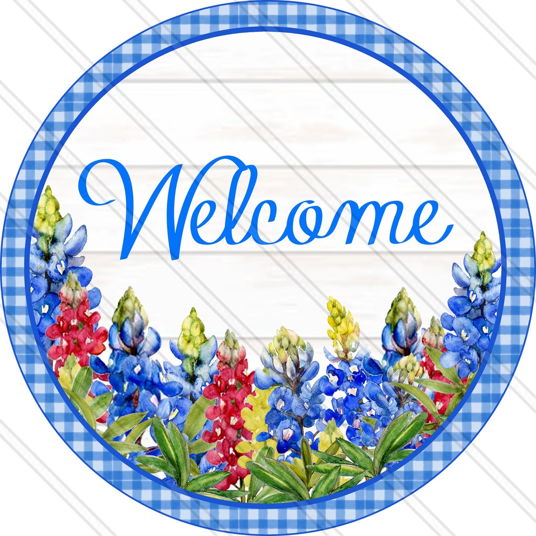 Welcome Sign - Spring Flowers Sign - Flower Wreath - Spring Flower Sign ...