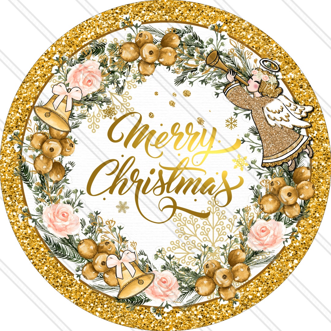 Merry Christmas Sign Christmas Angels Gold Christmas Gold Bells ...
